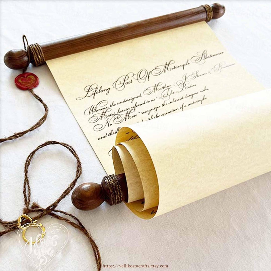 Custom Paper Scroll Love Letter – Wedding Vow Keepsake With Wood Rods ...
