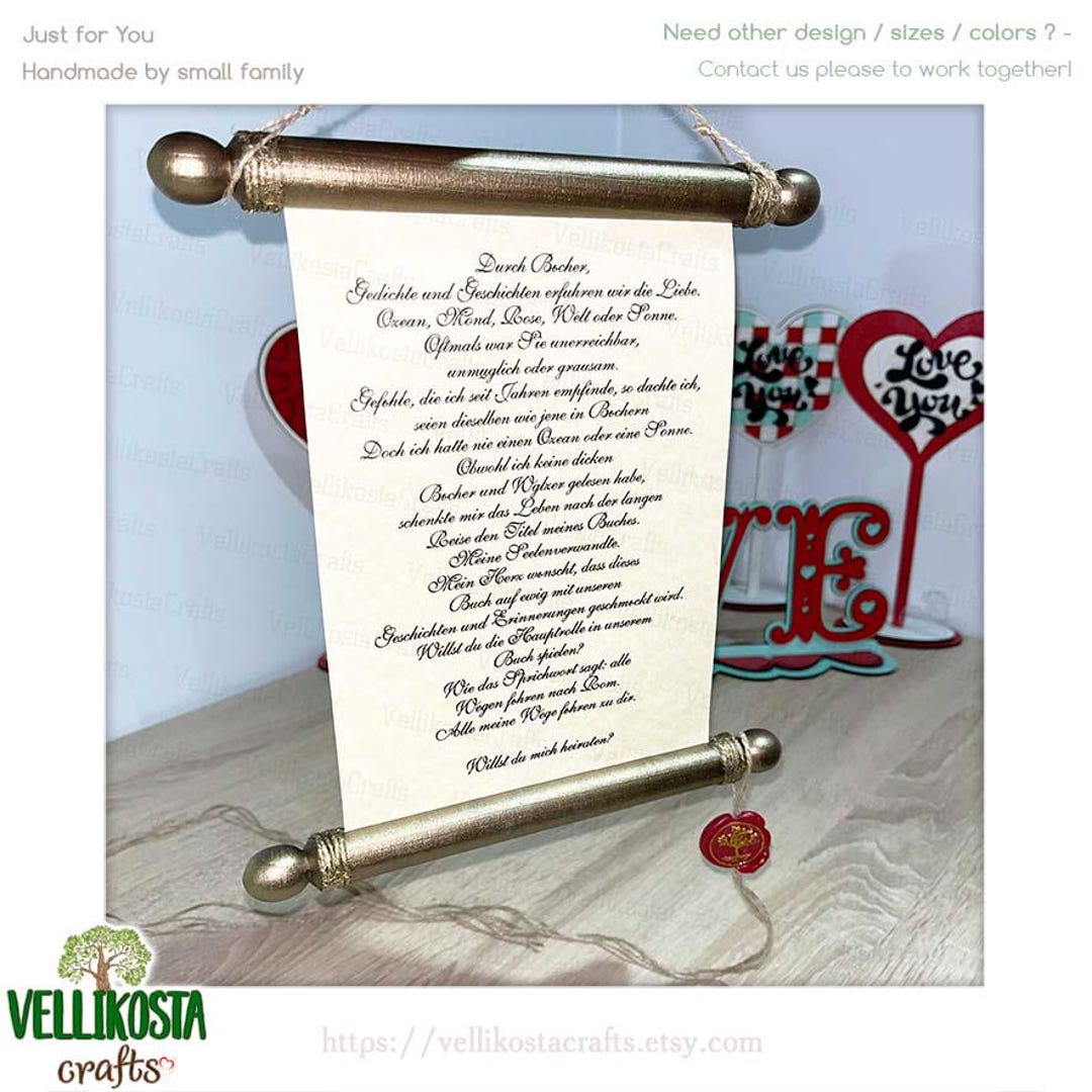Paper Scroll Love Letter Engagement Anniversary Custom Greeting Card ...