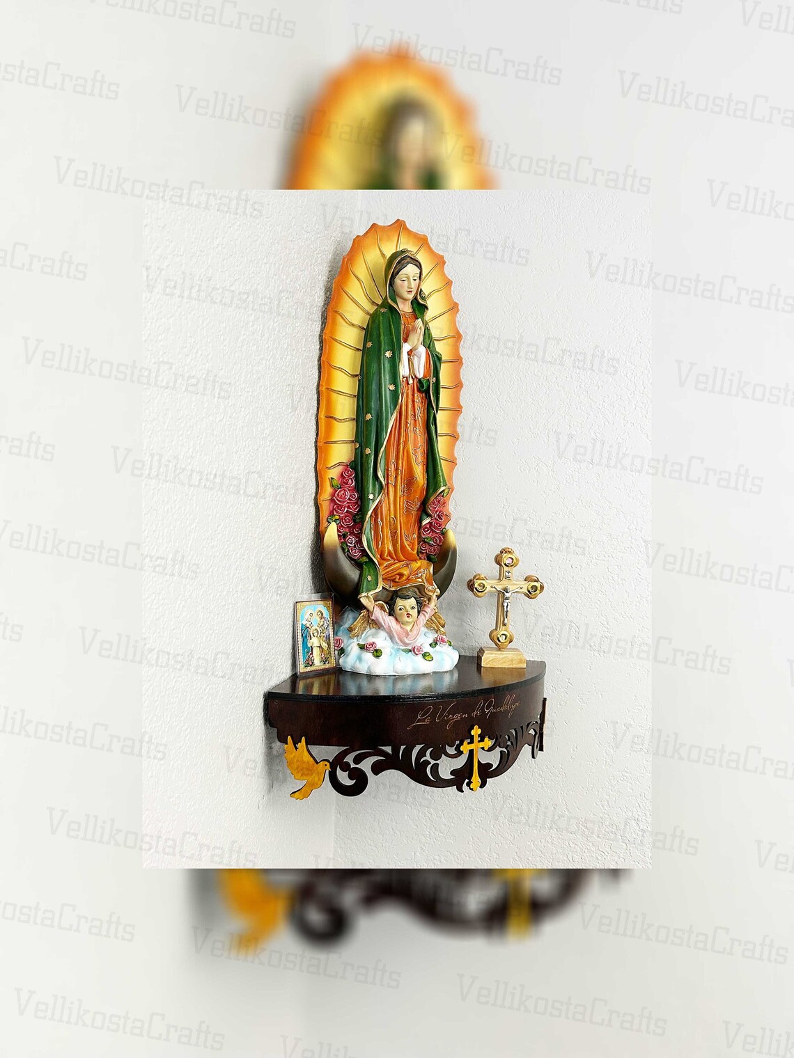 Corner Shelf Statue Display Jesus Christ God Lord Virgin Mary Angels ...