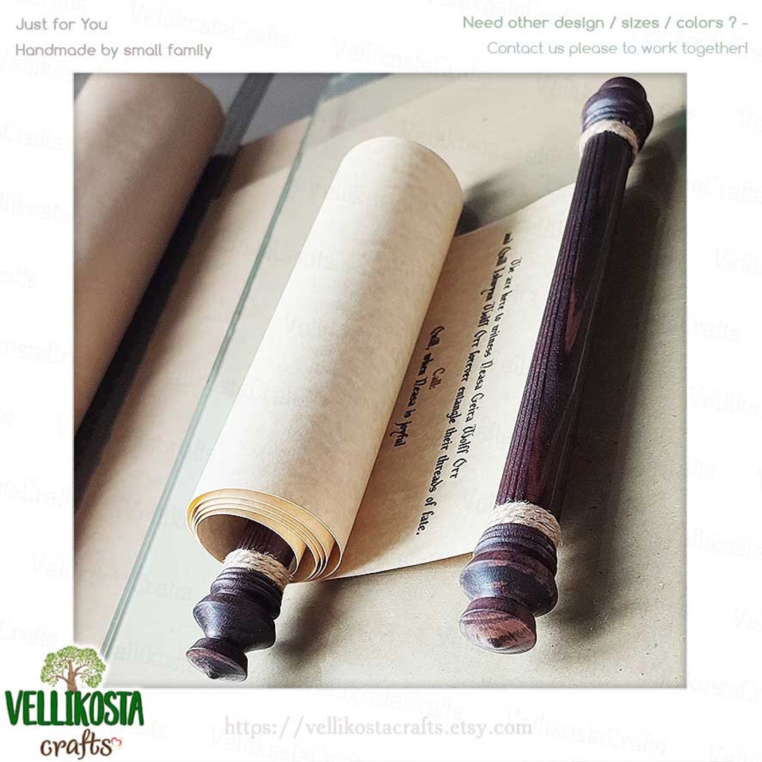 Custom Scroll Rolled Wooden Rods Wedding Vows Him Her Love Letter Verse ...