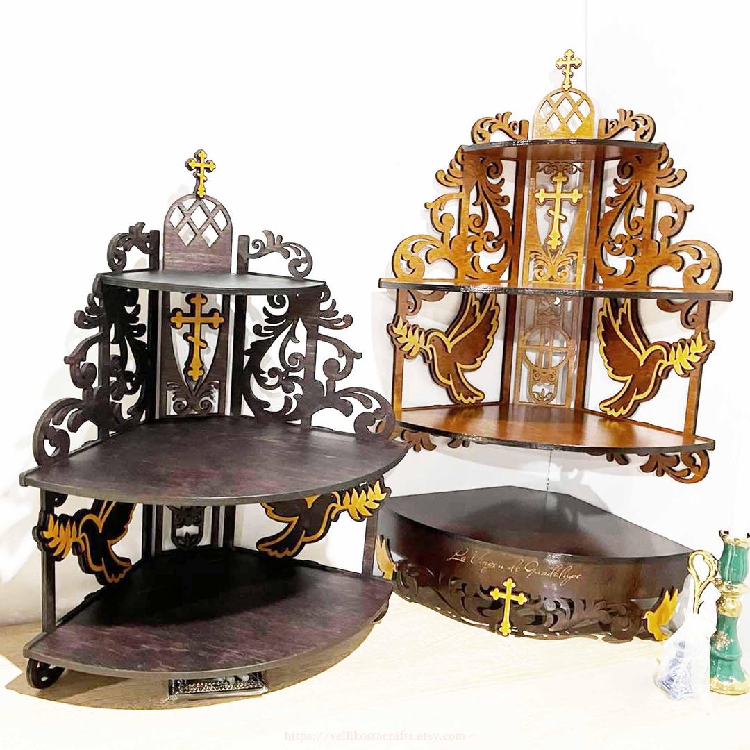 Handmade Wooden Corner Altar Shelf: Christian Orthodox Icon Stand - Etsy