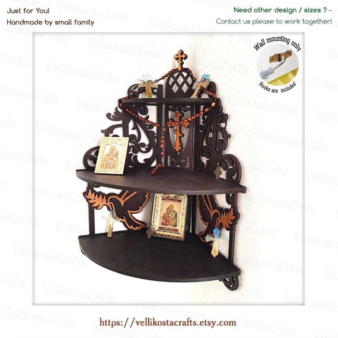 Corner Shelf Altar Iconostasis Shelves Wooden Display Christian ...