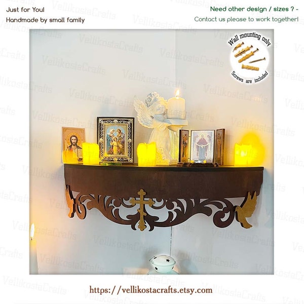 Wood Shelf Wall Display Christian Altar Catholic Orthodox Prayer Home ...