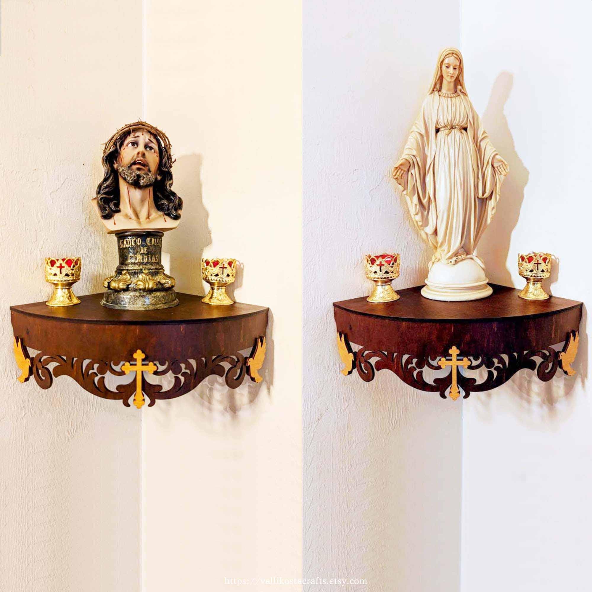 Wooden Corner Altar Shelf: Catholic Orthodox Home Prayer Iconostasis - Etsy