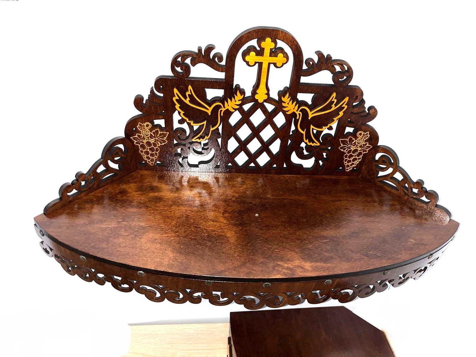 Wooden Walnut Display Wall Shelf Display Icons Christian Altar Wood ...