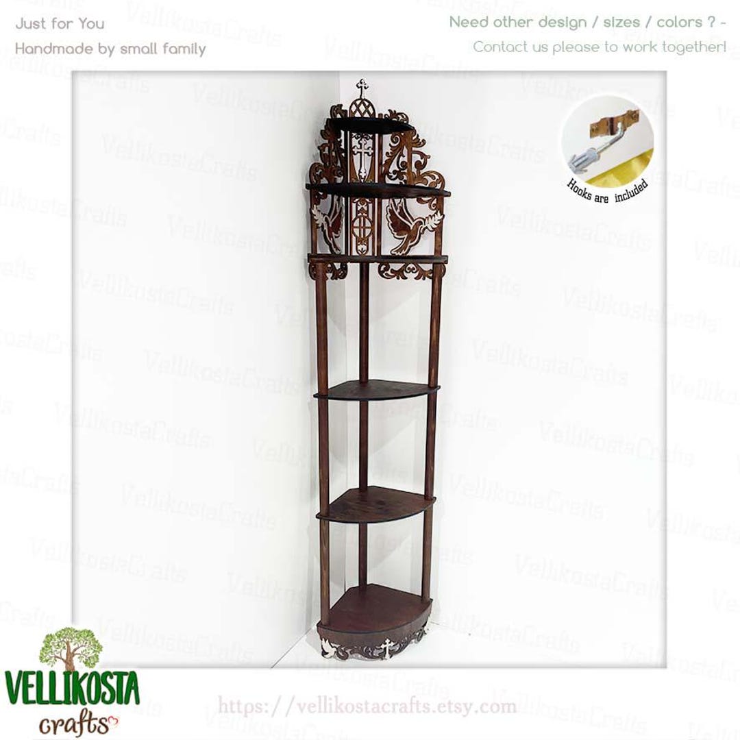 Corner Shelf Rack Floor Altar Wooden Display Christian Catholic ...