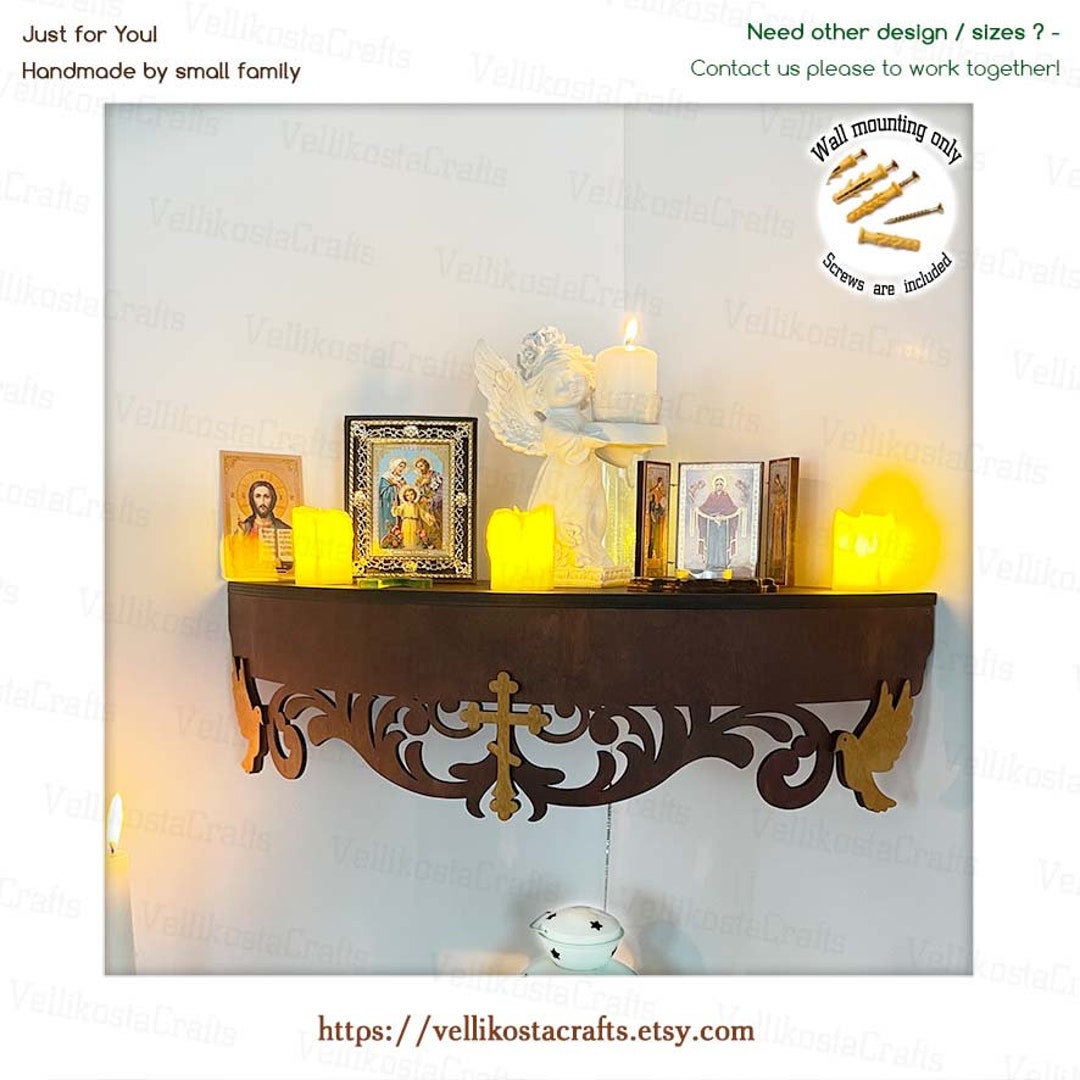 Corner Float Shelf Christian Catholic Orthodox Home Display Prayer ...