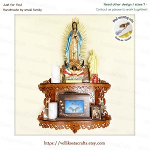 Wooden Walnut Display Wall Display Icons Shelf Christian Altar Wood ...