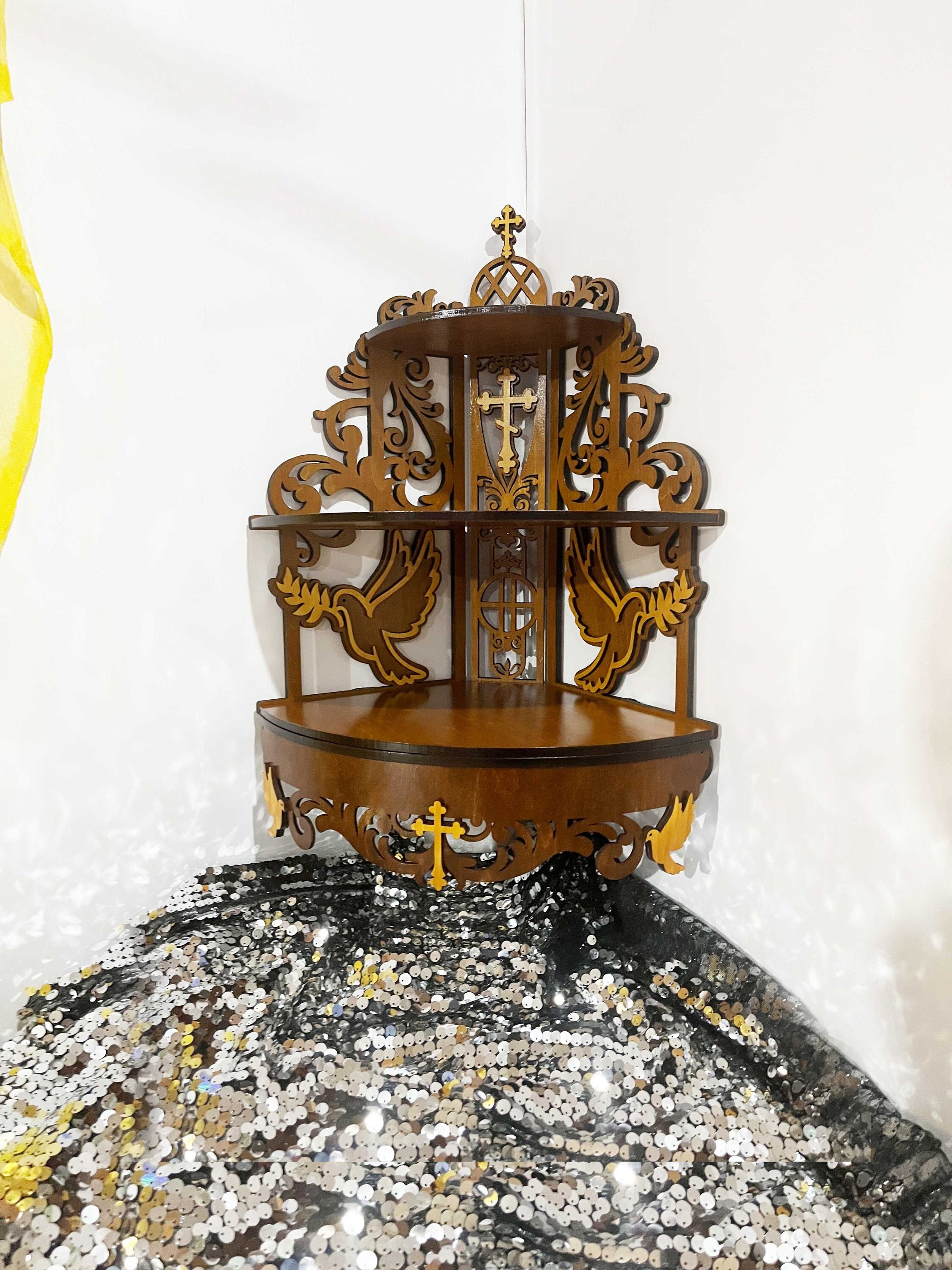 Wood Corner Altar Shelf Christian Catholic Orthodox Home Prayer Corner ...