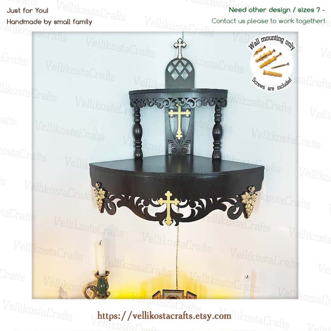 Wood Corner Shelf, Corner Altar Display Christian Catholic Orthodox ...