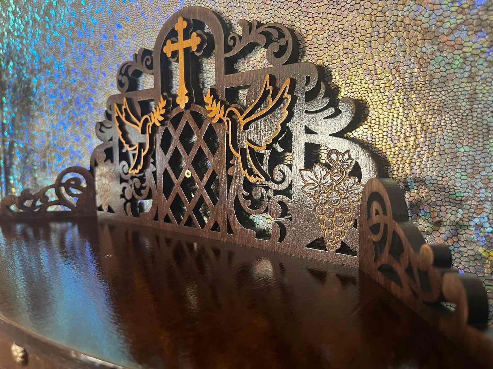 Wooden Walnut Display Wall Shelf Display Icons Christian Altar Wood ...