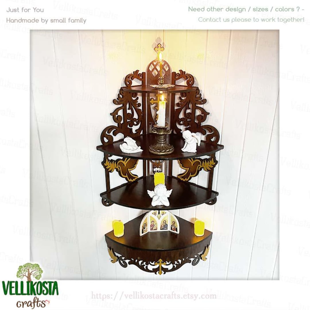Corner Altar Wood Shelf Home Catholic Orthodox Christian Prayer Corner ...