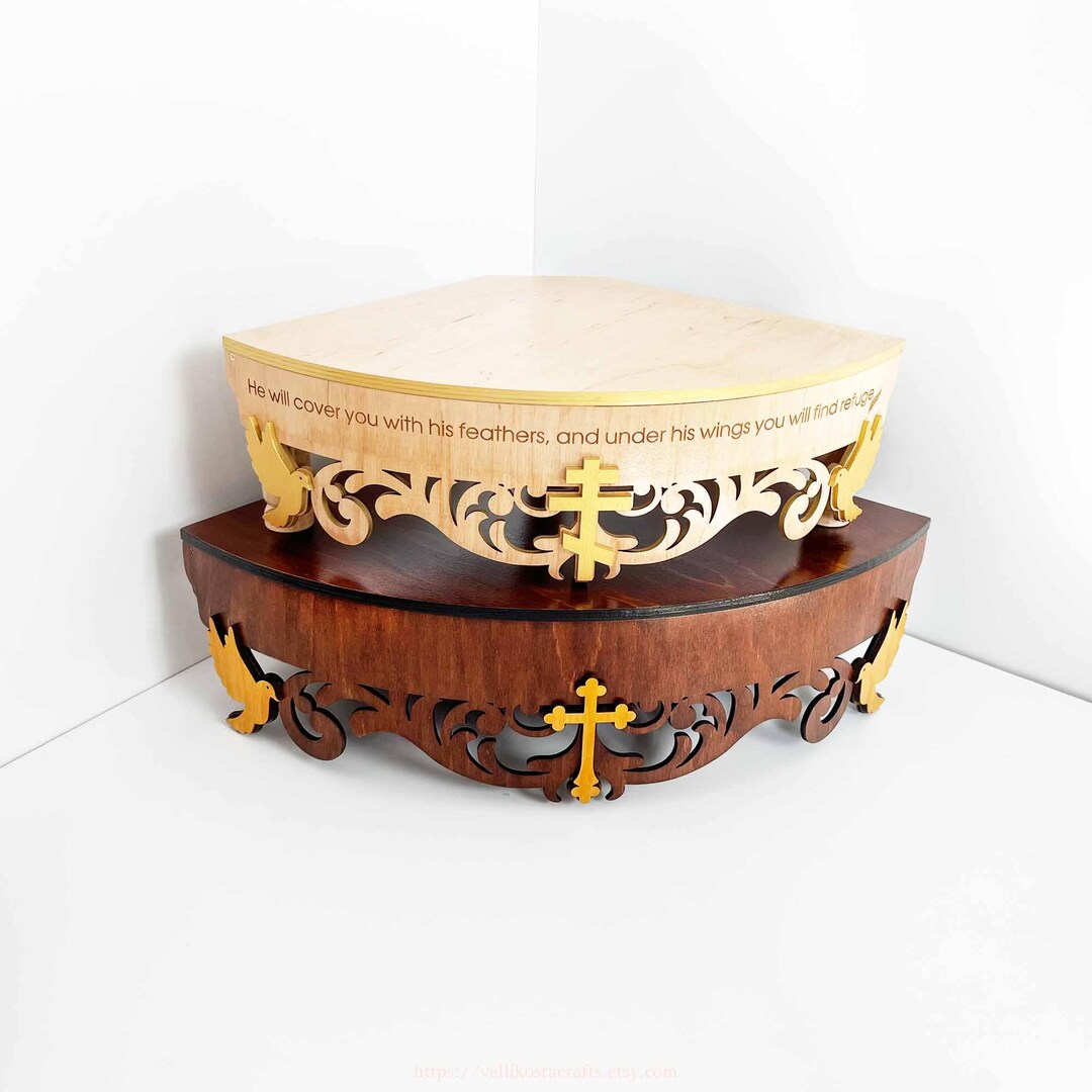 Handmade Wooden Corner Altar Shelf: Christian Home Icon Stand - Etsy