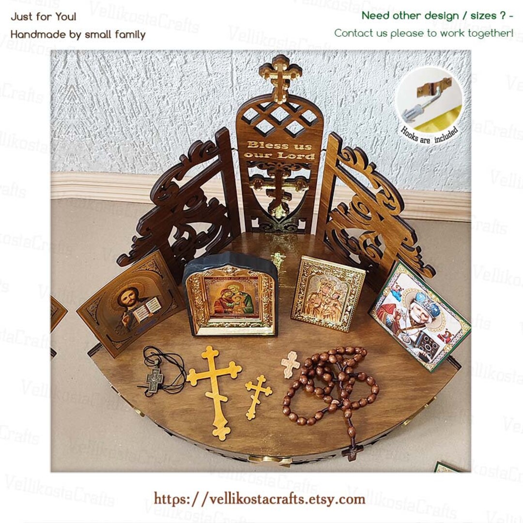 Wood Shelf Display Desk Corner Altar Shelves Christian Catholic ...