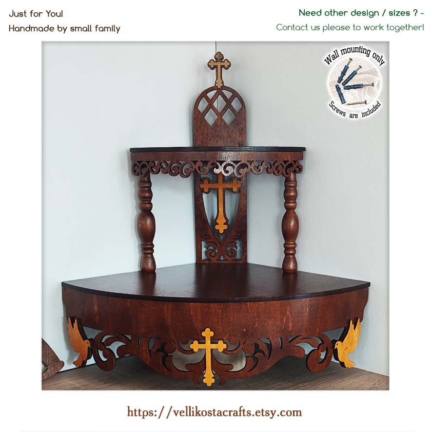 Wooden Corner Altar Corner Shelf Display Altar Christian Catholic ...