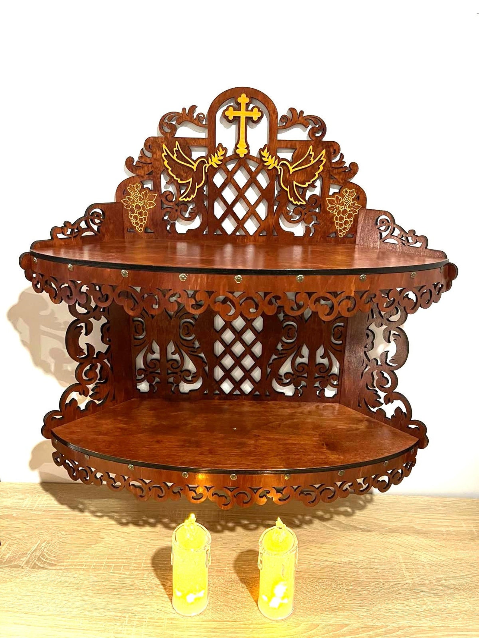 Wooden Display Wall Display Icons Shelf Christian Altar Wood Catholic ...