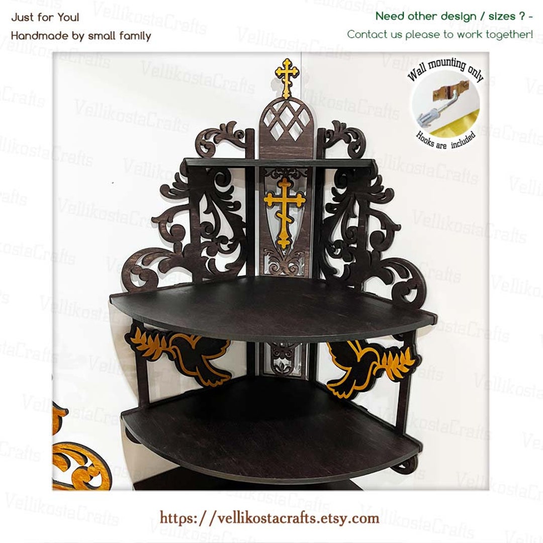 Wood Display Corner Shelf Altar Iconostasis Shelves Christian Catholic ...