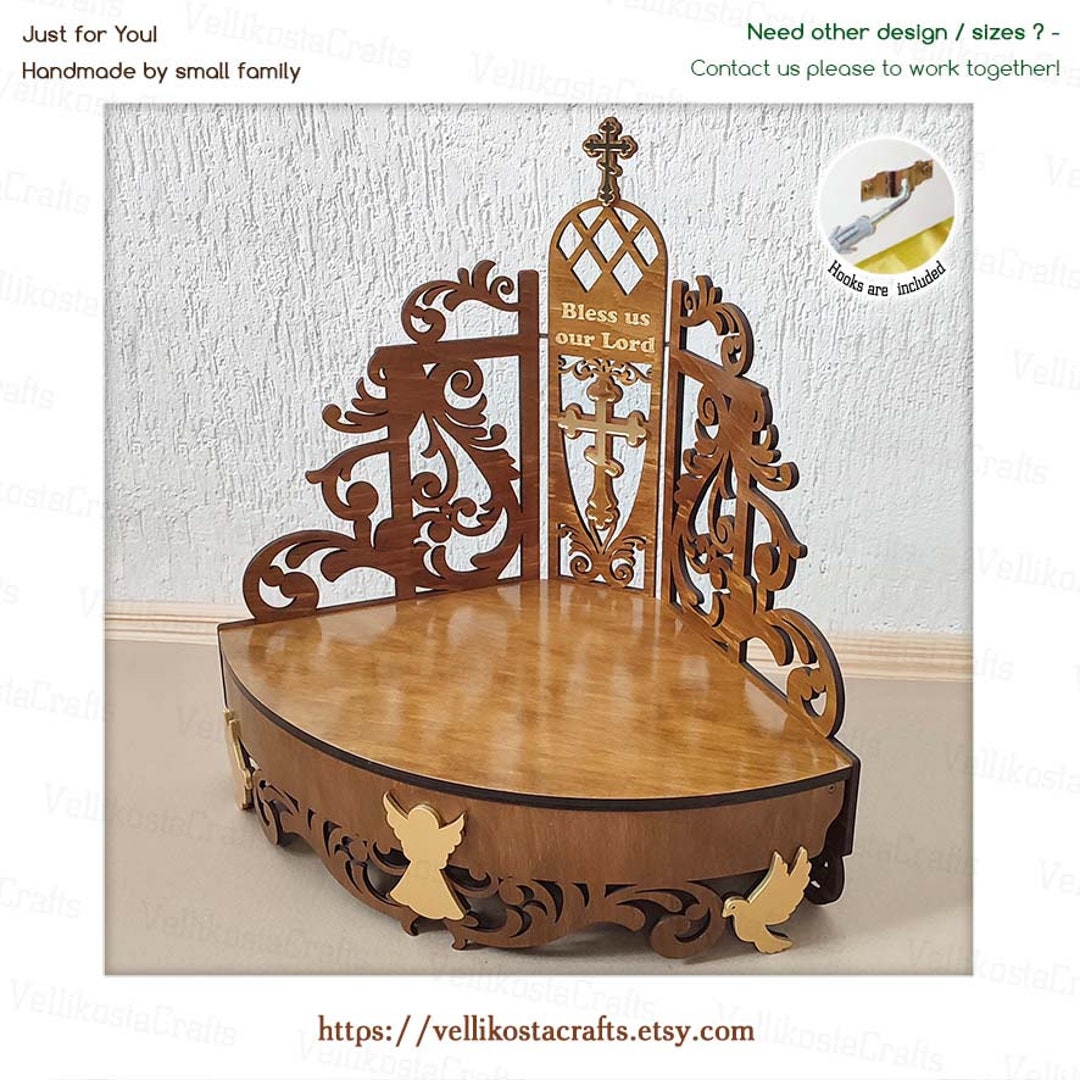 Corner Altar Shelf Wooden Display Christian Catholic Orthodox Home ...
