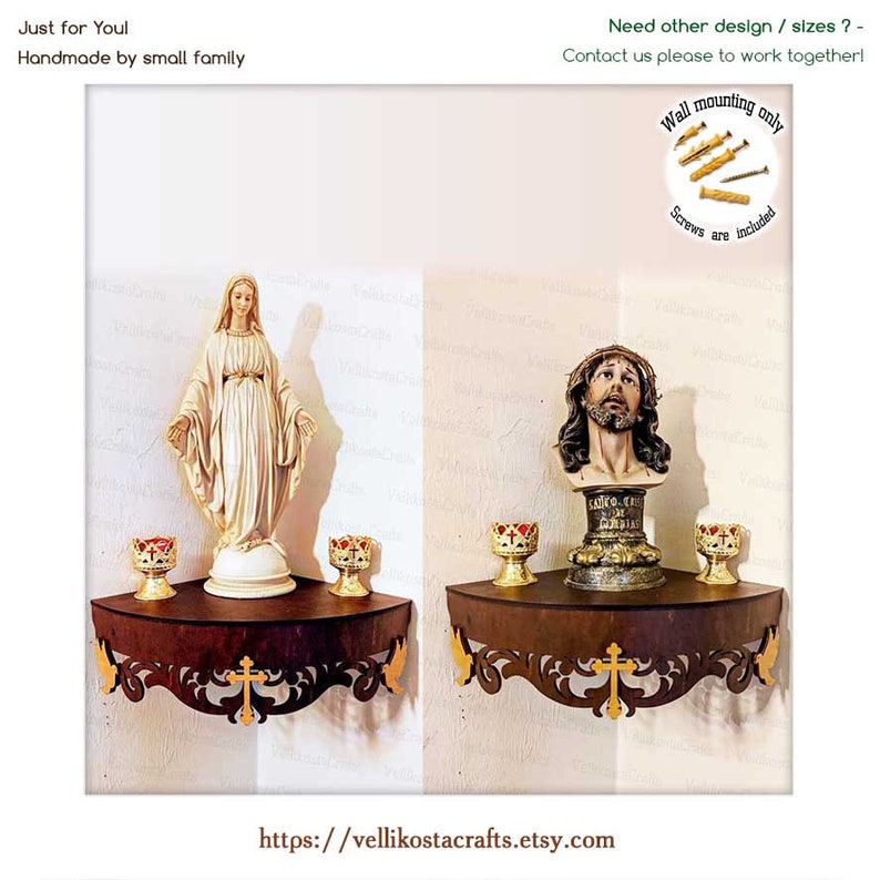 Christian Wood Corner Altar Shelf Catholic Orthodox Home Prayer Corner ...