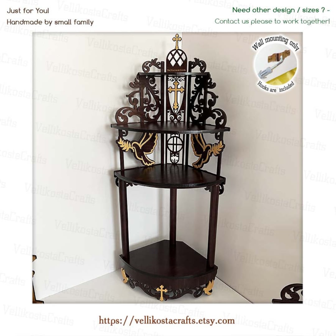 Corner Shelf Home Stand Floor Storage Shelves Collectibles Sturdy 6 ...