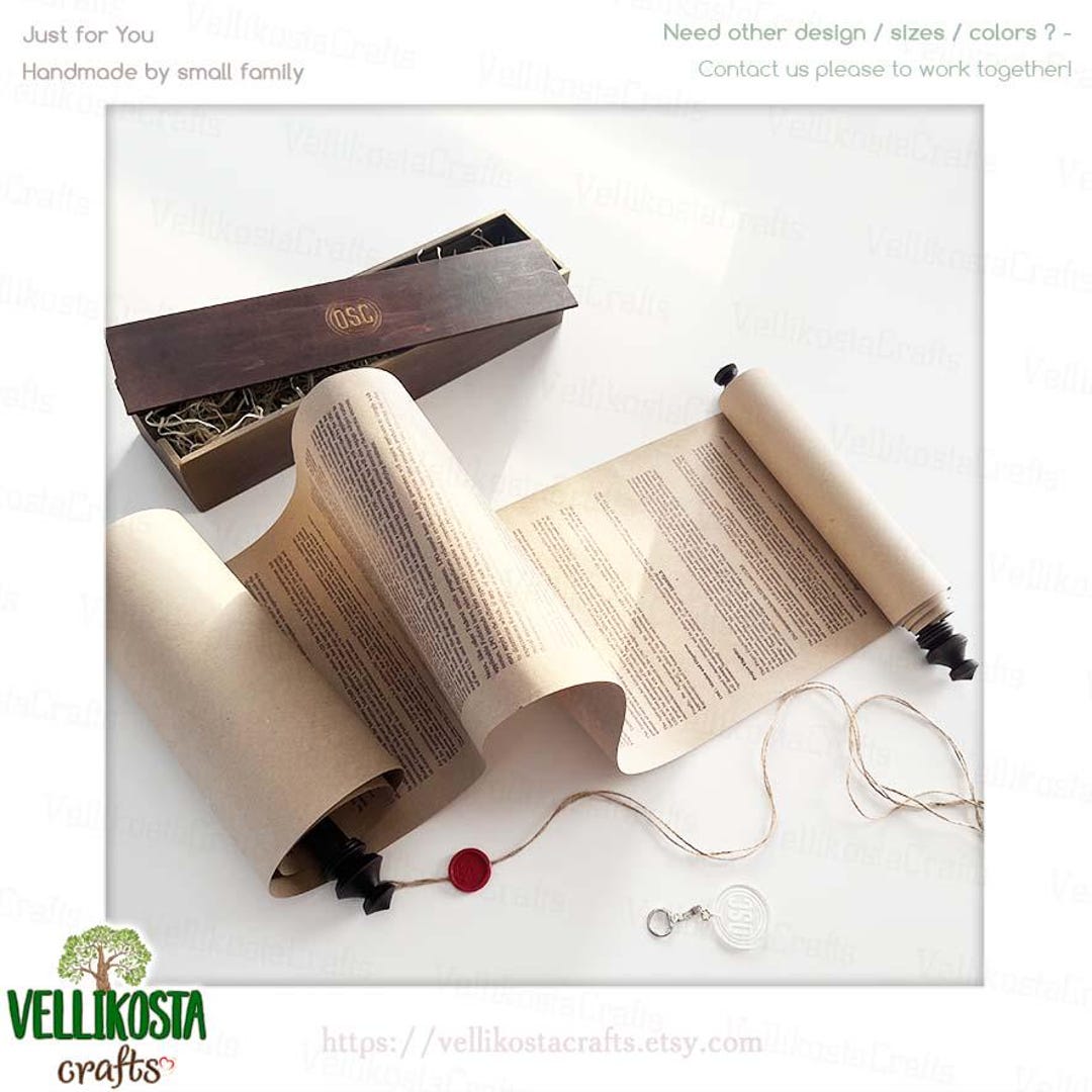 Long Paper Scroll Custom Print | Anniversary Love Letter on Wooden Rods ...