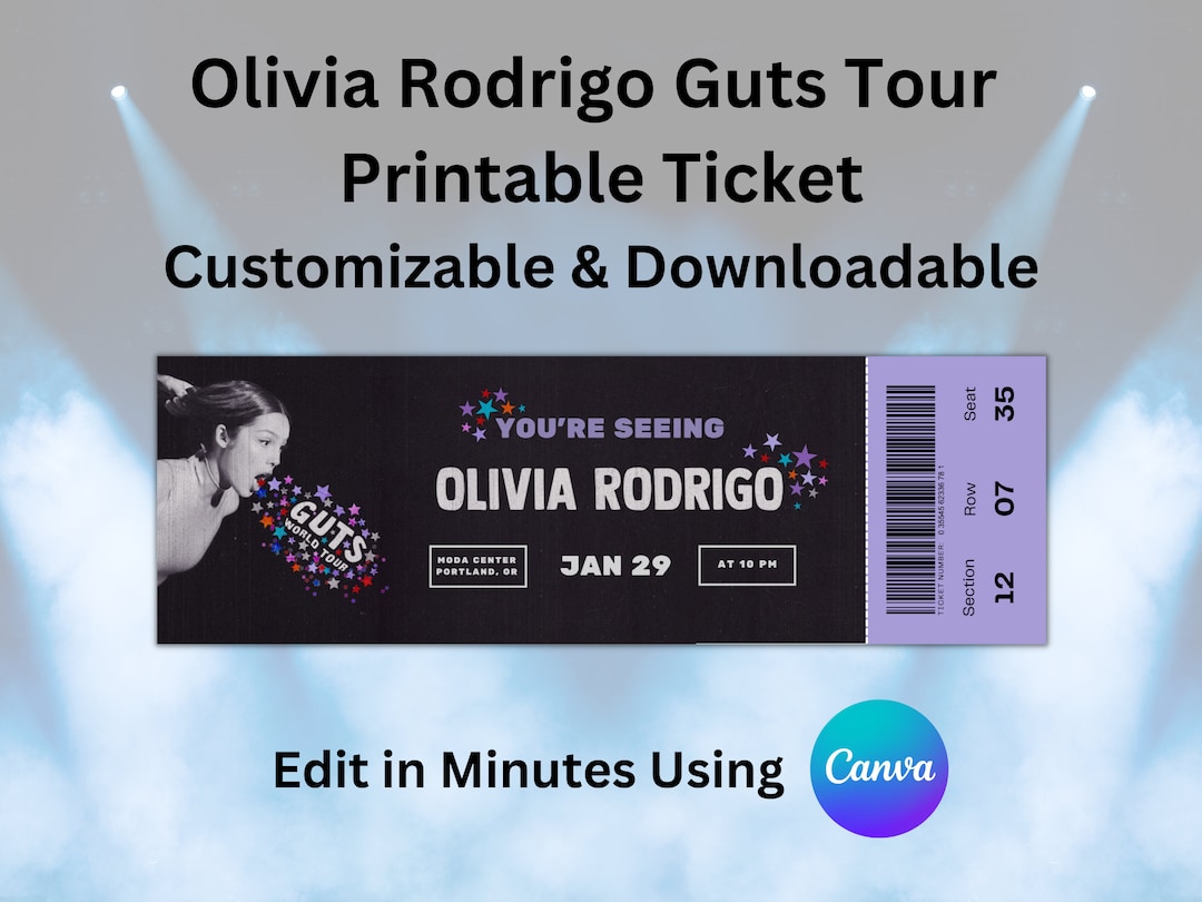 Olivia Rodrigo Ticket Printable Guts Tour Tickets for - Etsy UK