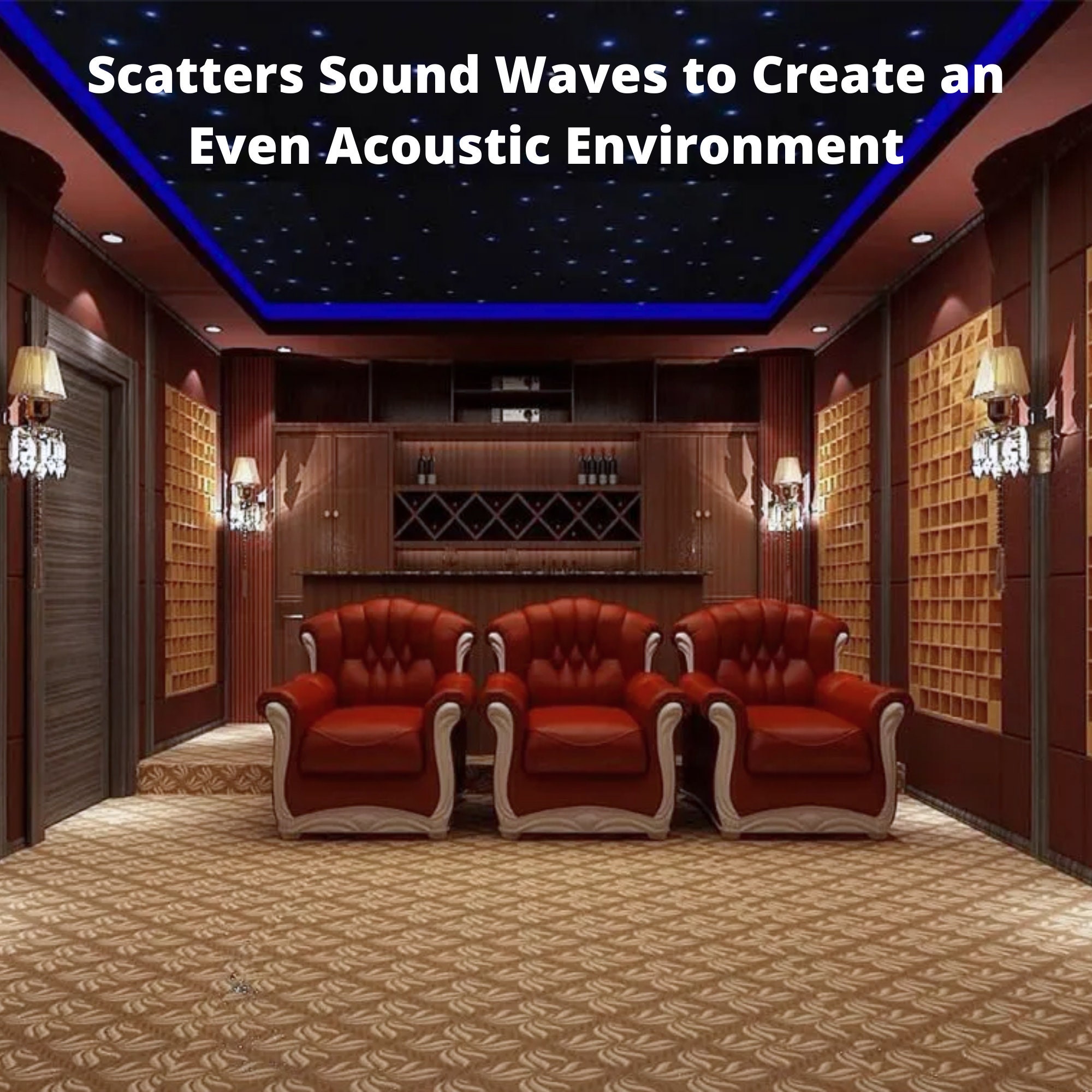 Wood Acoustic Diffuser Panel 2'x2'x2.5" - Acoustic Art Sound Diffuser ...