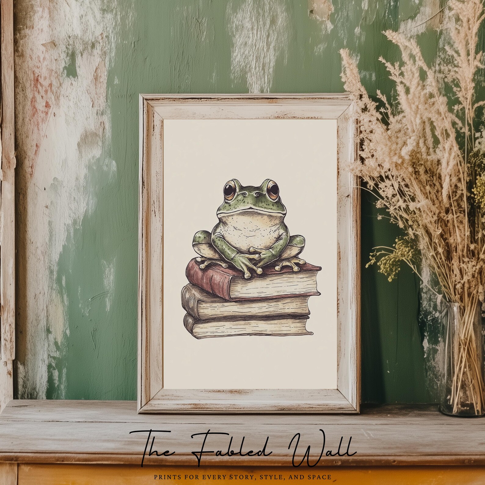 Vintage Frog Art Print | Whimsical Reading Nook Decor | Cozy ...