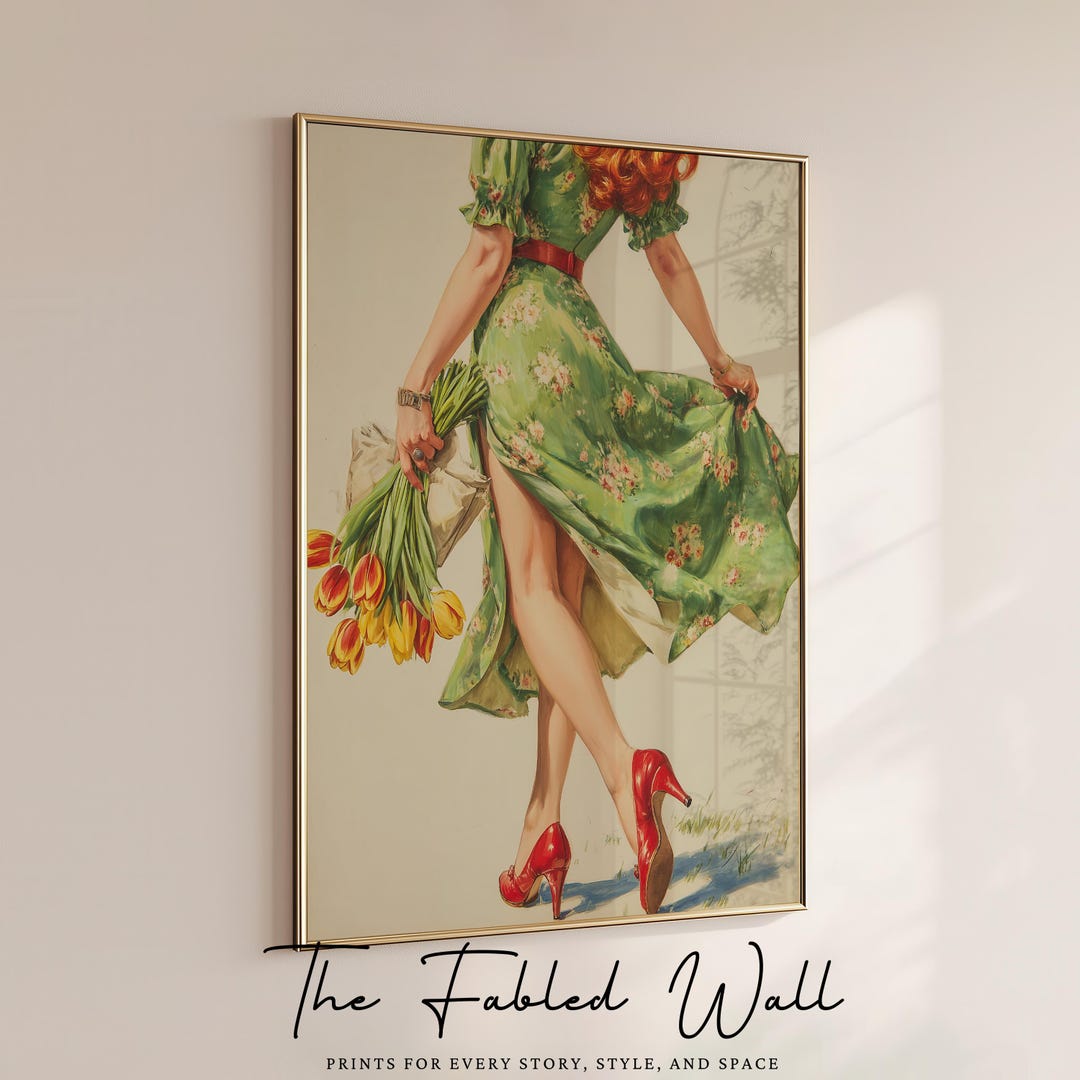 Vintage Pin-up Art Print: Tulip Tango Retro Floral (digital Download - Etsy