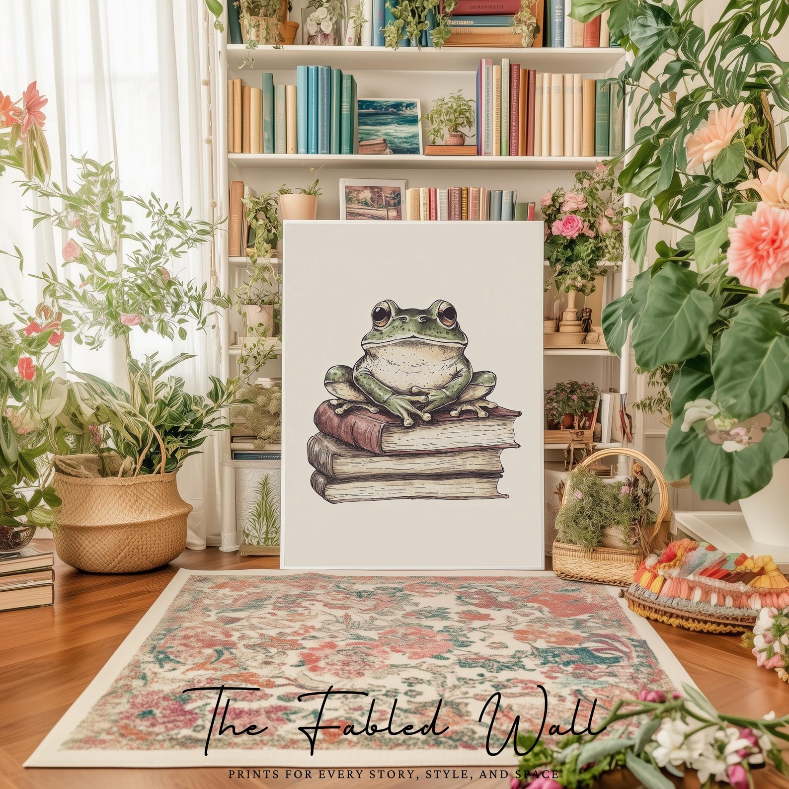 Vintage Frog Art Print | Whimsical Reading Nook Decor | Cozy ...