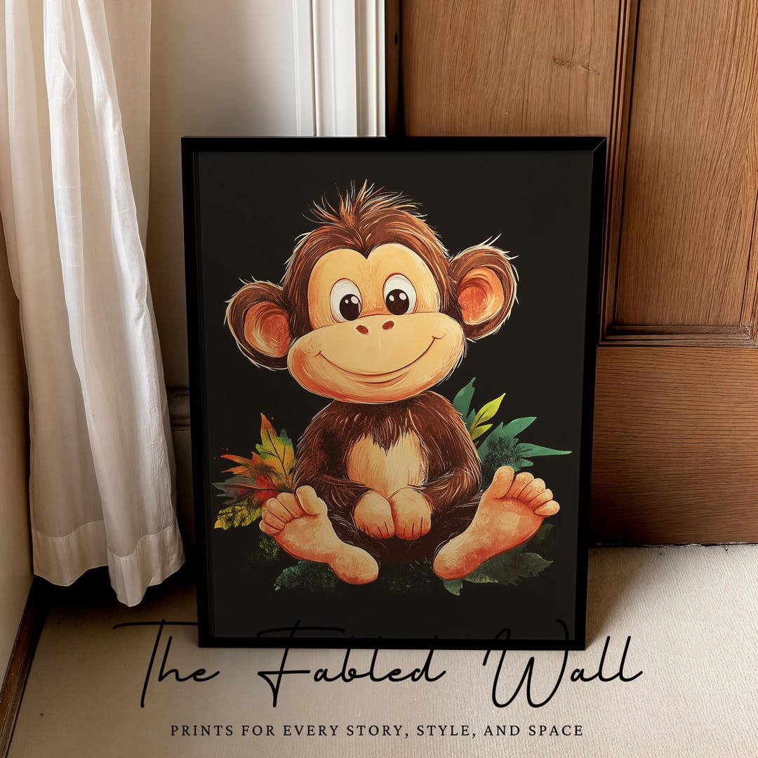 Cheeky Chimp Print: Smiling Monkey Art (digital Download) - Etsy