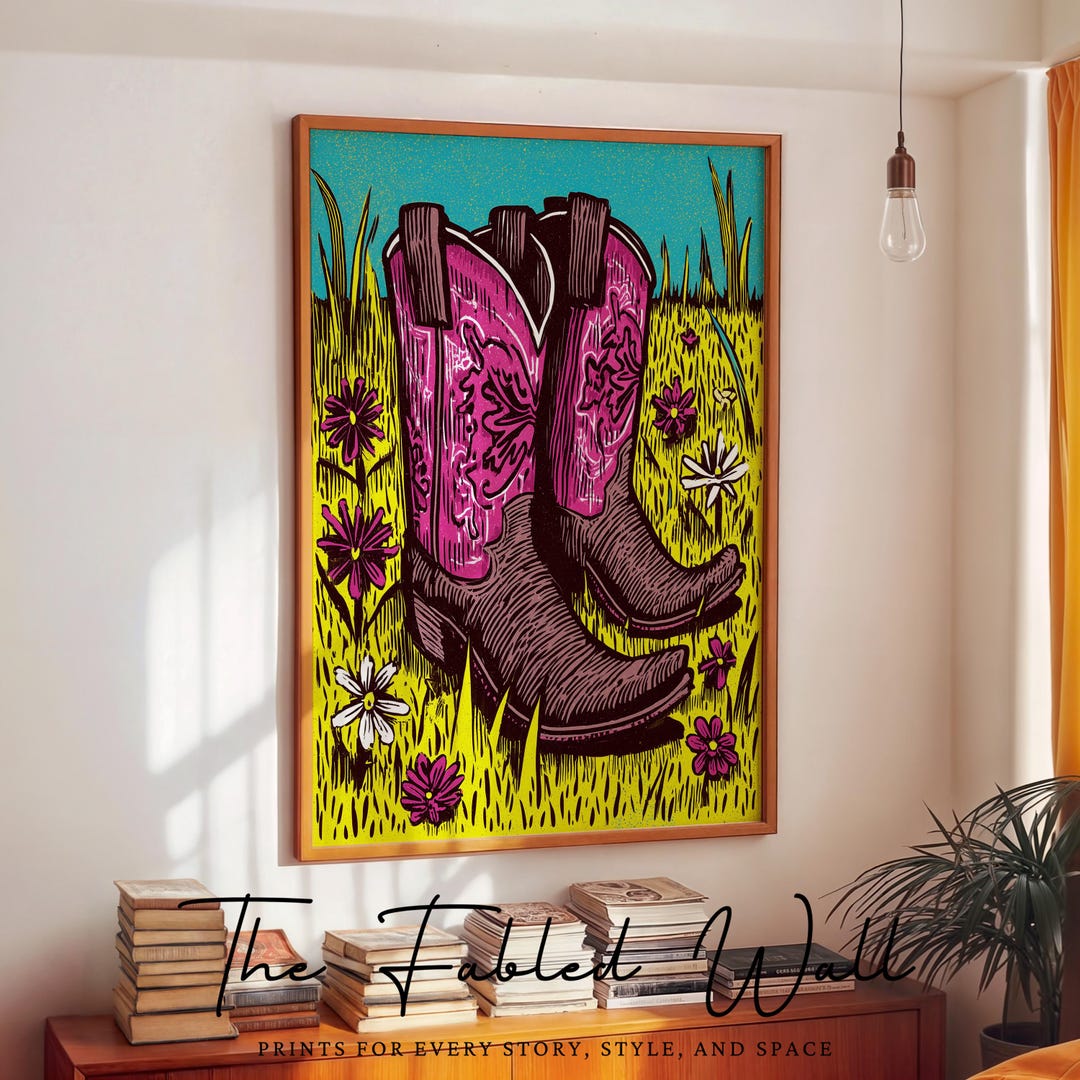 Daisy Spurs Print: Western Floral Boots Art (digital Download) - Etsy