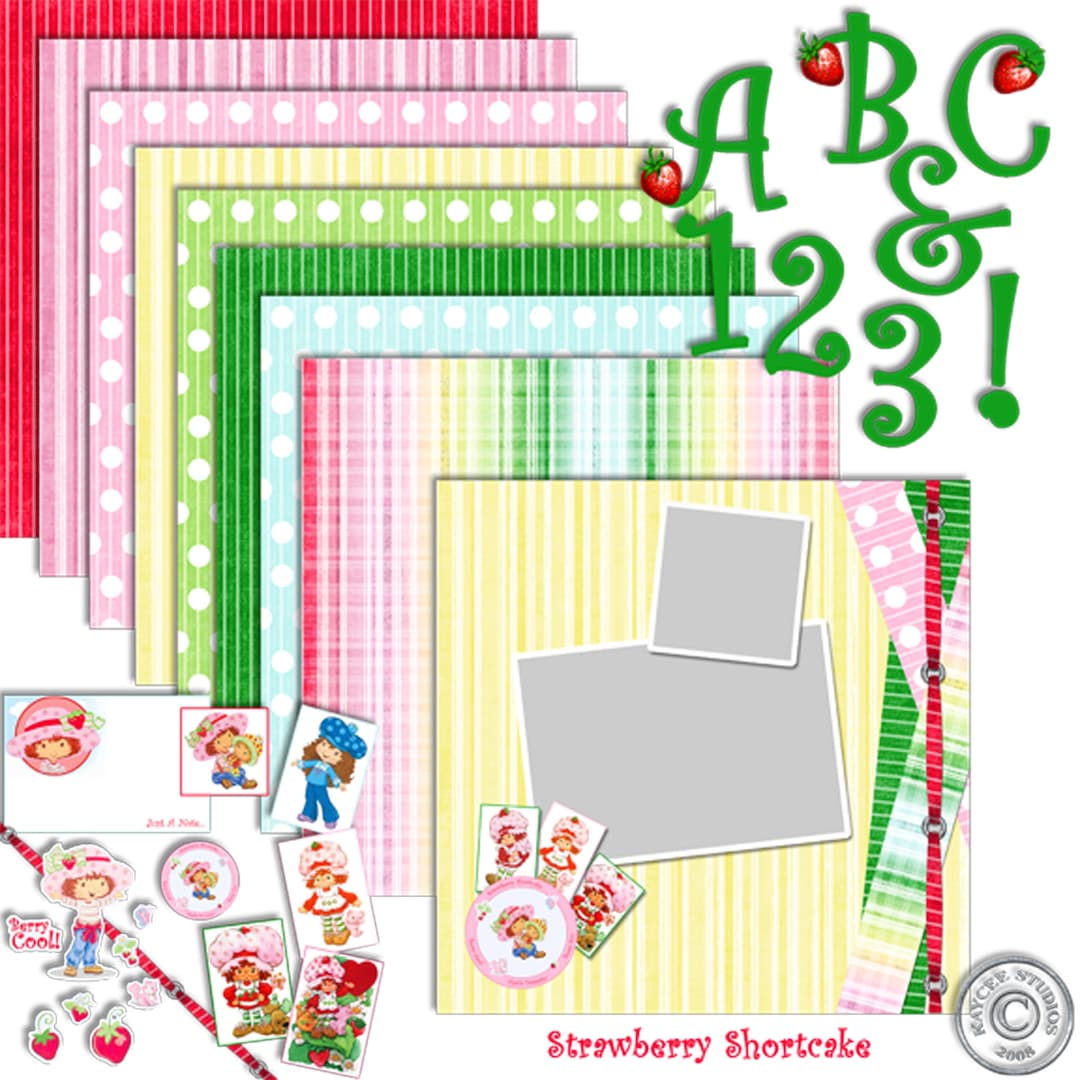 Kaycee Studios Strawberry Shortcake Digital Scrapbook Mini Kit Papers ...