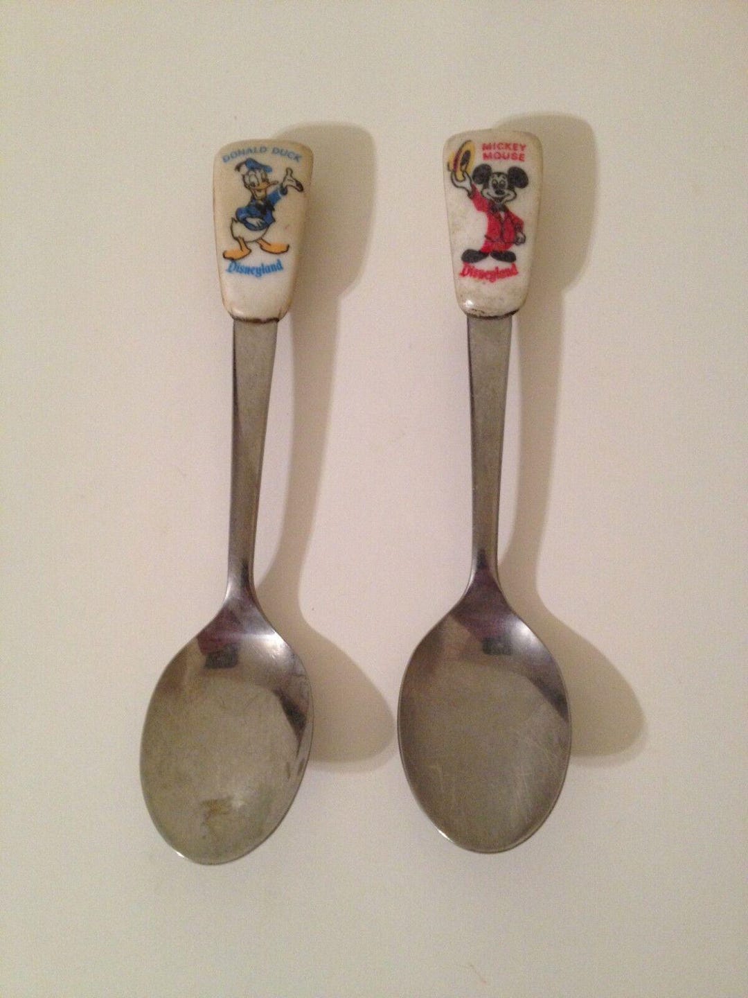2 Vtg Disneyland Mickey Mouse Donald Duck Japan Stainless Child Infant ...
