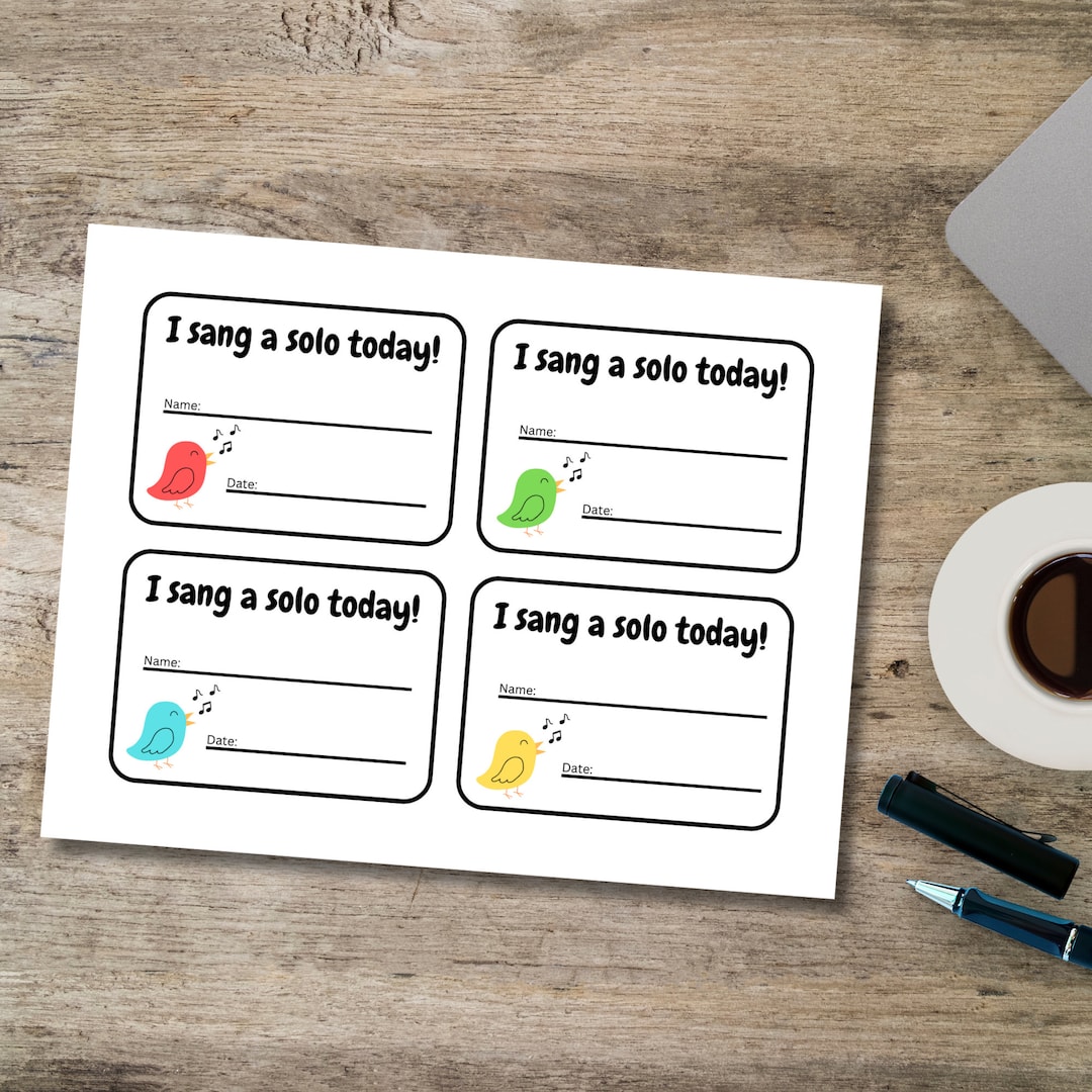 Printable "i Sang a Solo Today!" for Music Class [color] - Etsy