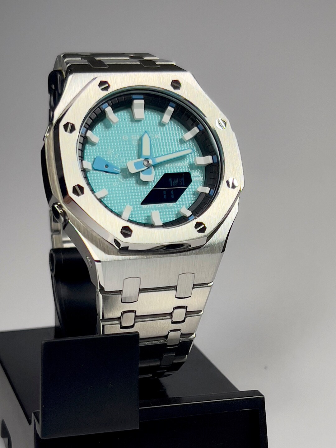 Casioak 'white & Blue Steel' Custom Mod Royal Oak - Etsy