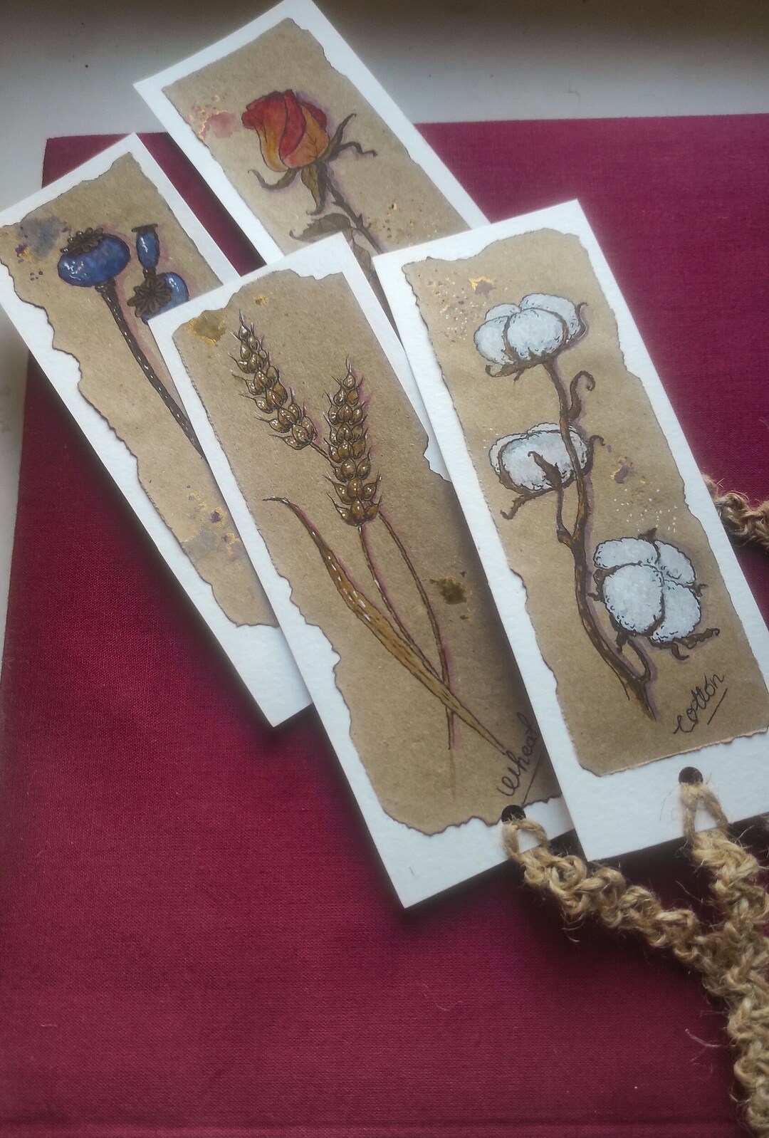 Watercolor Art Bookmarks Set. Original Hand Painted Retro Bookmark Set ...