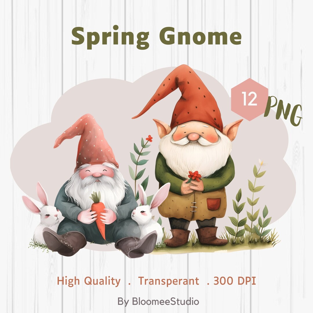 Spring Gnomes,garden Gnome,watercolor Gnome, Farm Clipart,gnome Clipart ...
