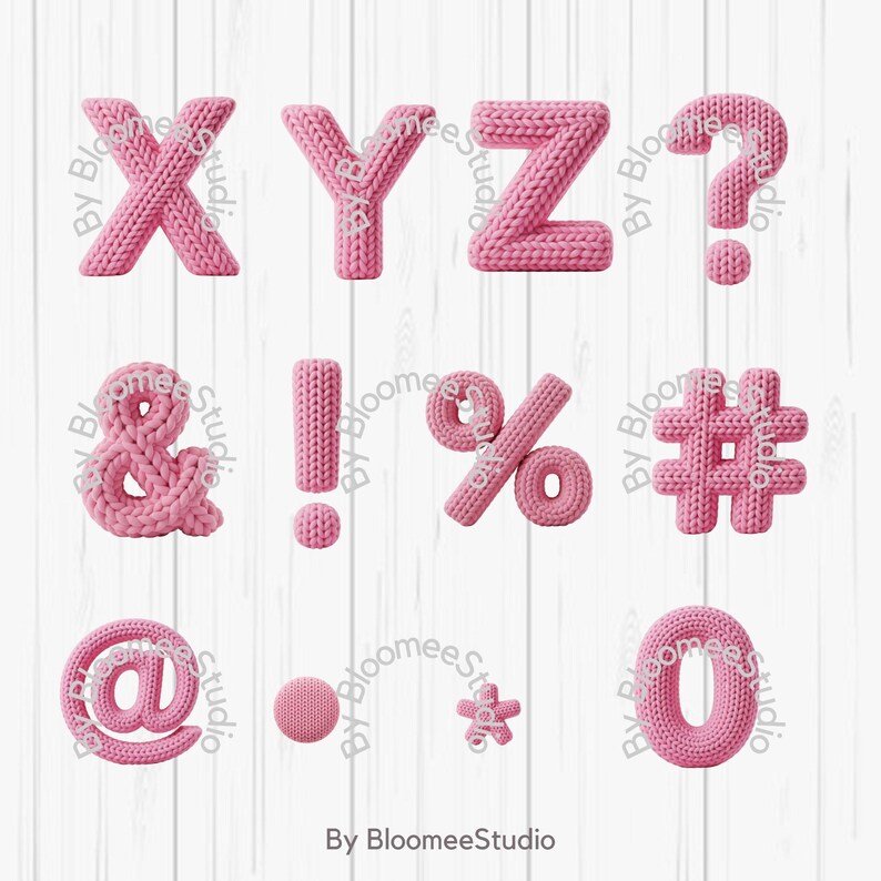 Pink, Knitted, Alphabet,letters,numbers, Symbols, Knit Alphabet ...