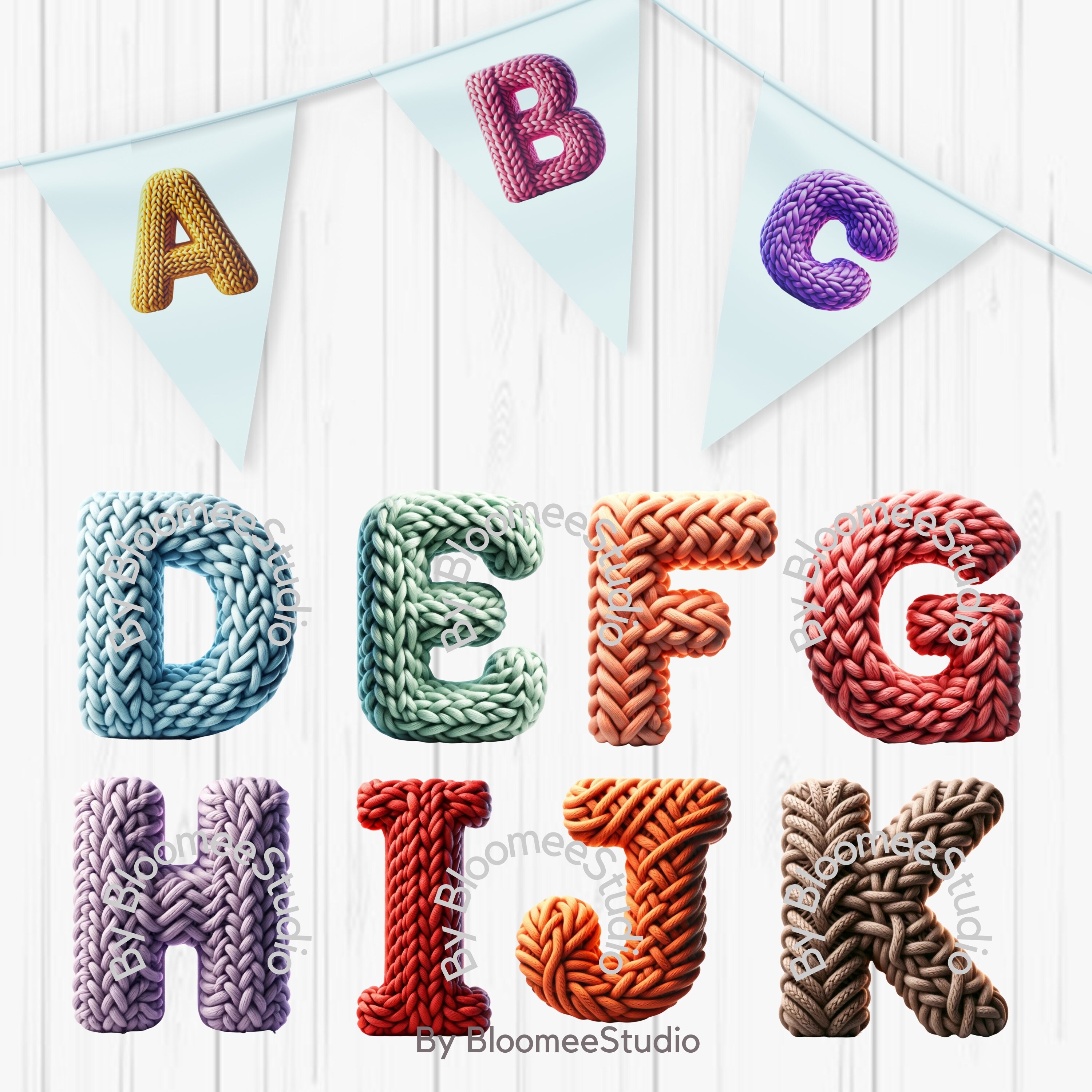 Knitted, Alphabet, Letters, Numbers, Symbols, Knit Alphabet, Clipart ...