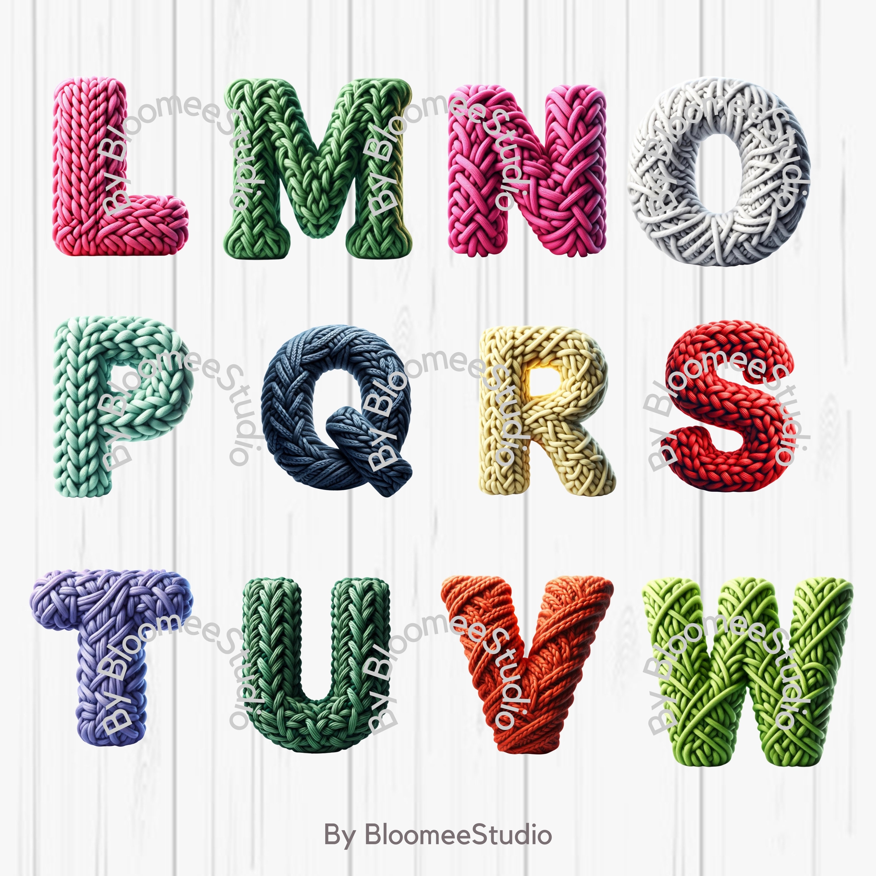 Knitted, Alphabet, Letters, Numbers, Symbols, Knit Alphabet, Clipart ...