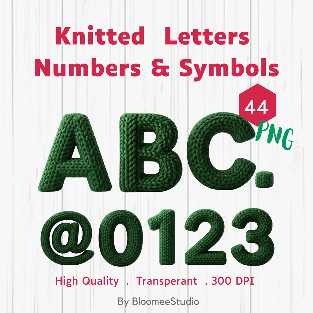 Green, Knitted, Alphabet, Letters, Numbers, Symbols,knit Alphabet ...
