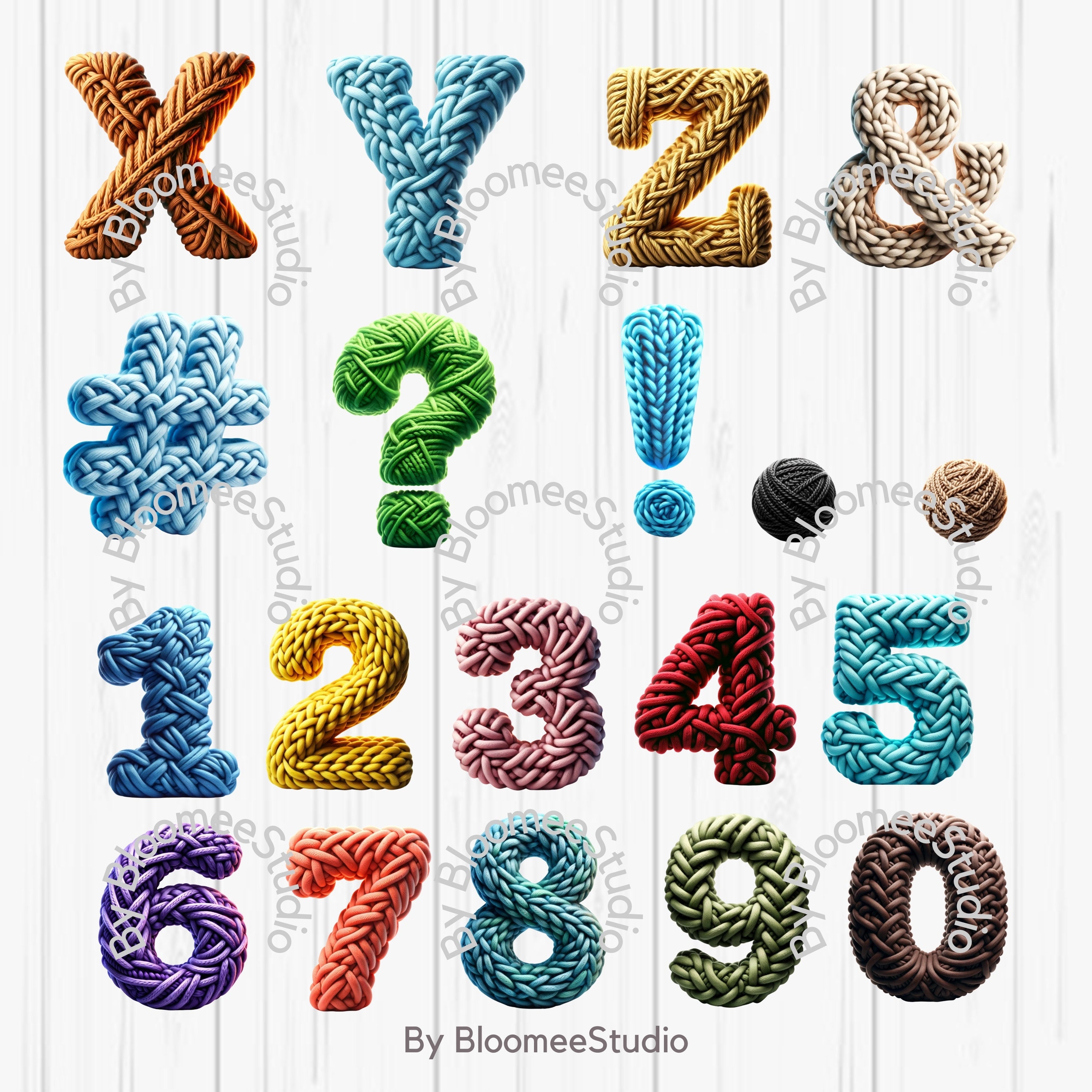 Knitted, Alphabet, Letters, Numbers, Symbols, Knit Alphabet, Clipart ...