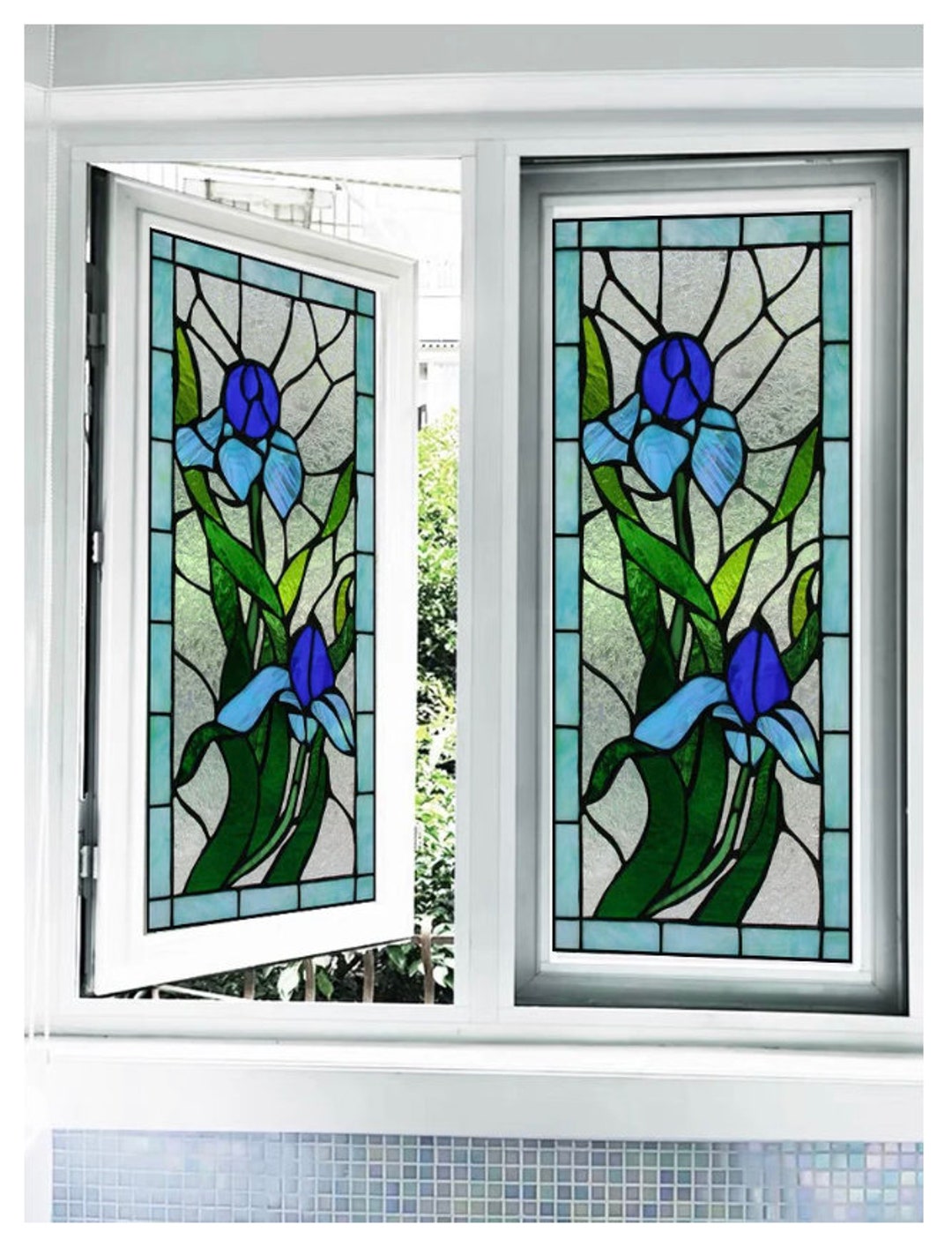 Stained Glass Window Film, Custom Size Window Privacy Films, Colorful ...
