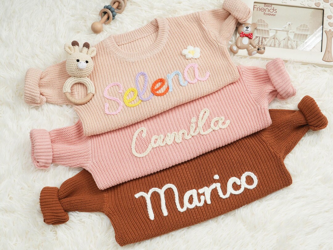 Personalized Hand Embroidered Name Baby Sweater,custome Baby Name ...