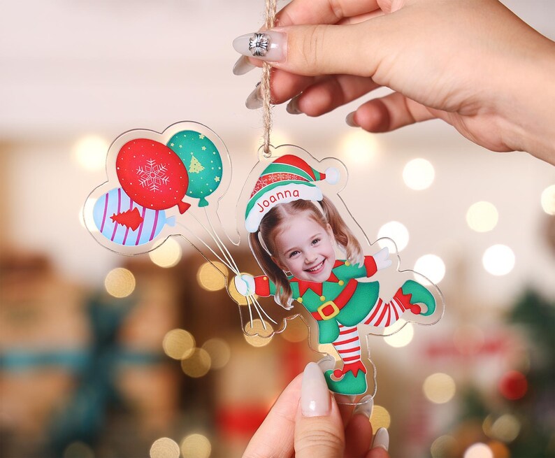 Personalized Baby Elf Photo Ornament: Custom Christmas Tree Decoration ...