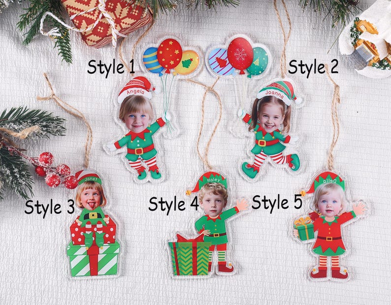 Personalized Baby Elf Photo Ornament: Custom Christmas Tree Decoration ...