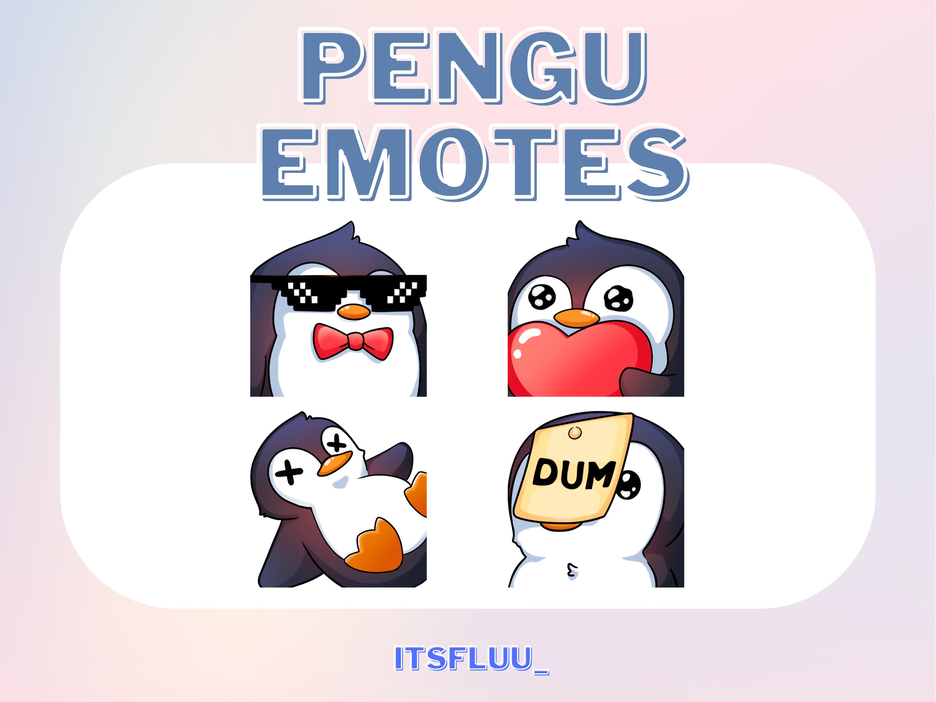 PENGU EMOTES 3 Twitch Streaming Cute Kawaii Chibi Penguin Emoji Emote ...