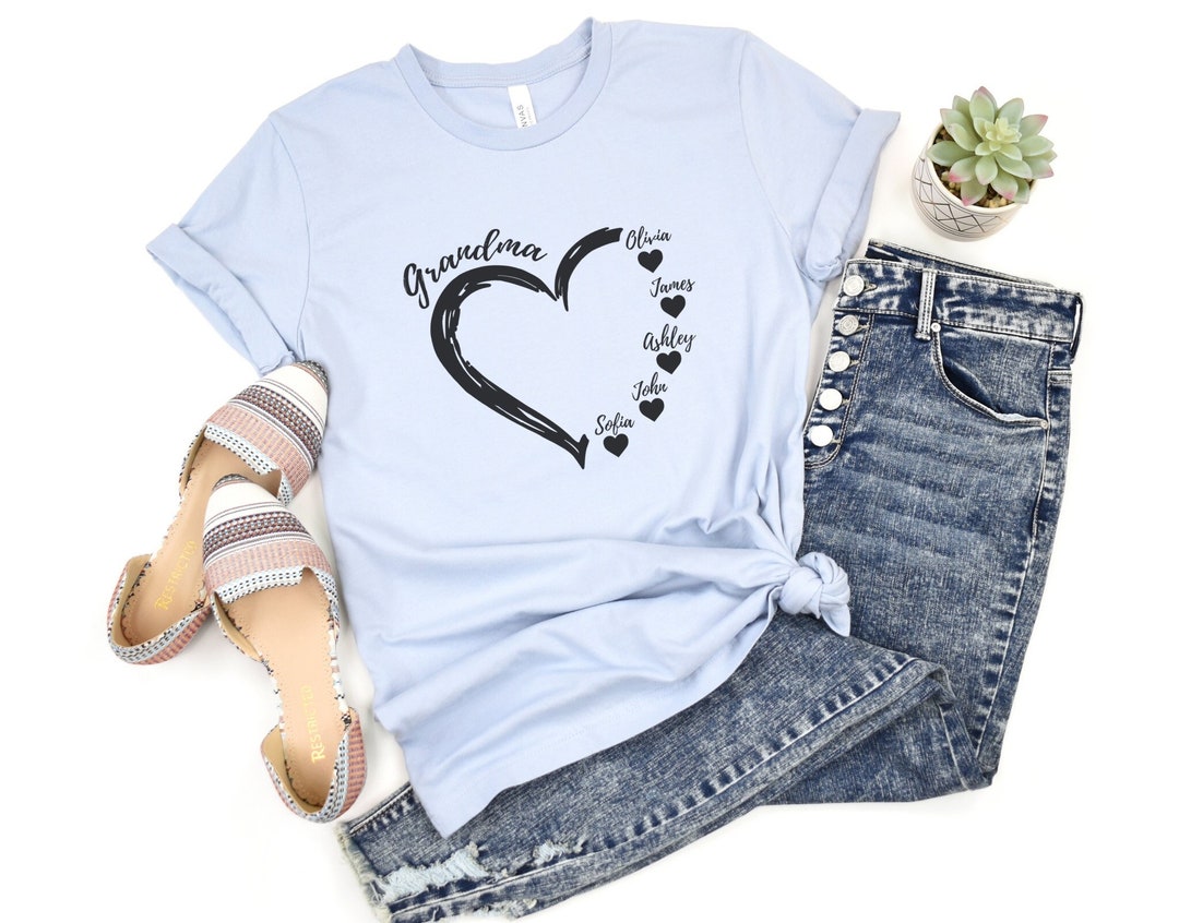 Custom Grandma Heart Shirt, Custom Grandma With Kid Names, Grandma ...