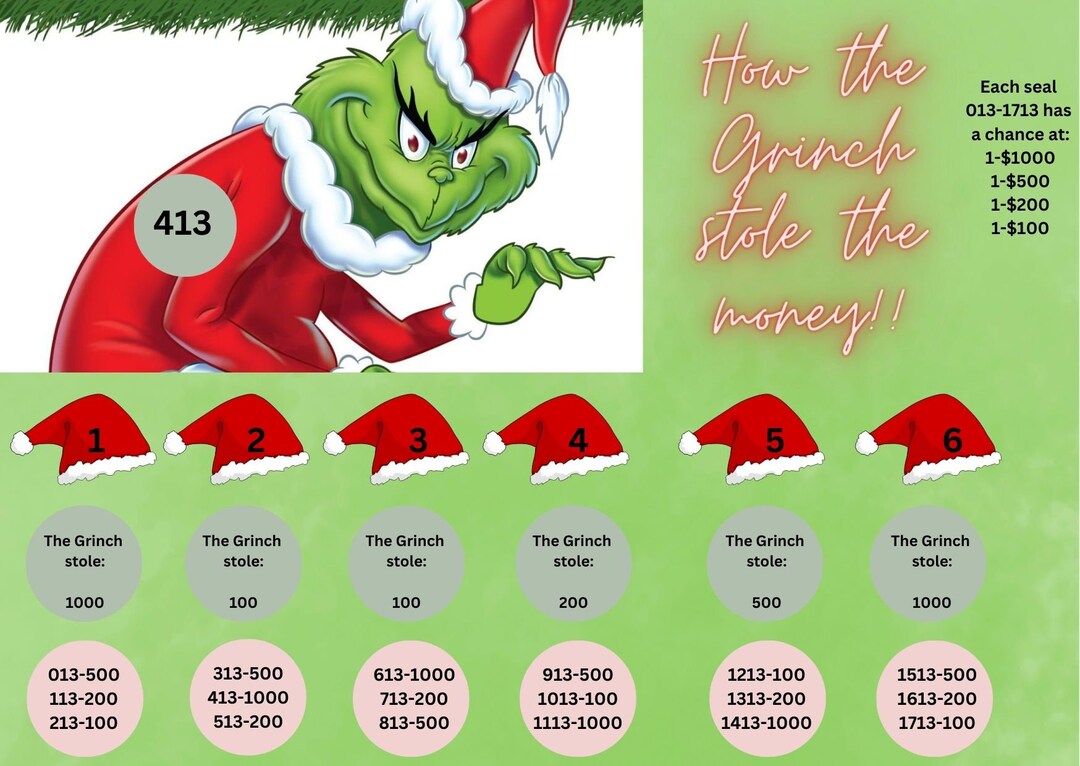 Grinch Bingo Board - Etsy